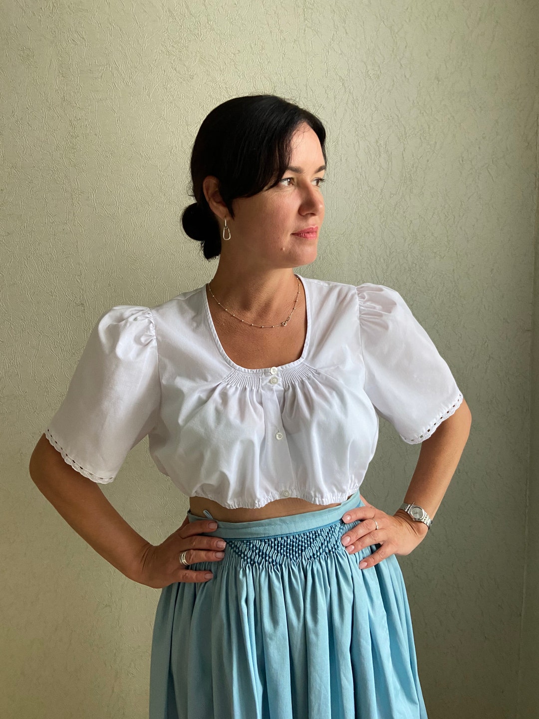 Dirndl Top, Dirndl Blouse, Vintage Cropp Blouse, Austrian Cropp Blouse ...