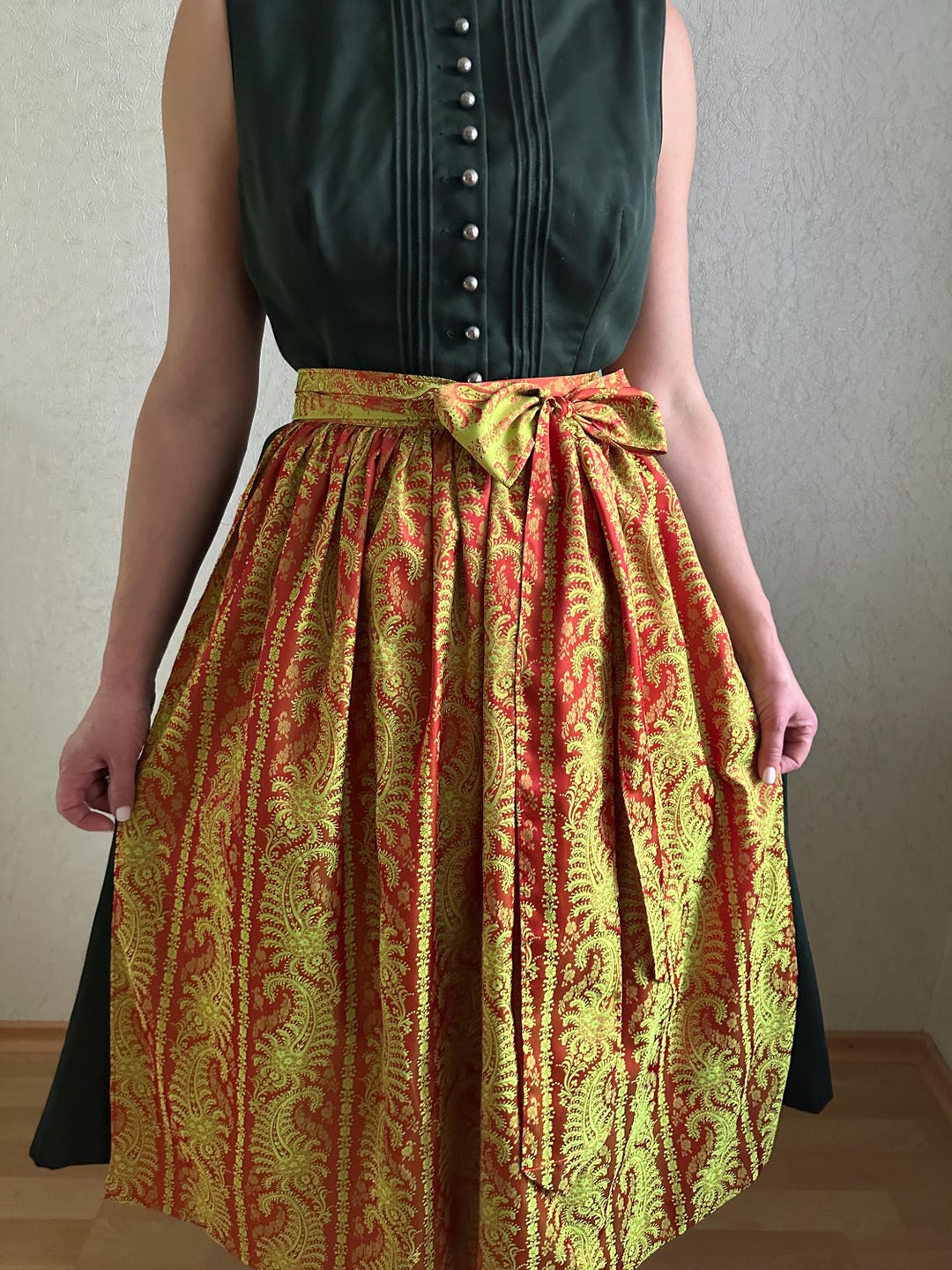 Vintage Dirndl Apron, Floral Pattern Cotton Apron, Austrian Apron ...