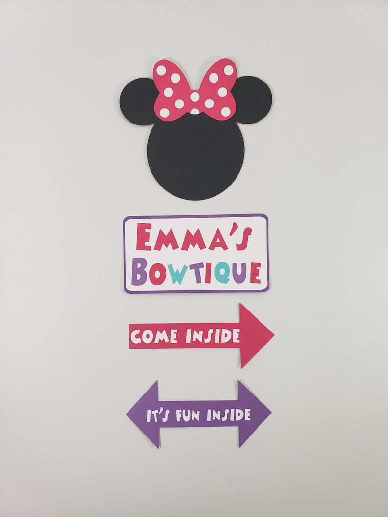 Personalized Minnie Mouse Bowtique Party Sign - Etsy