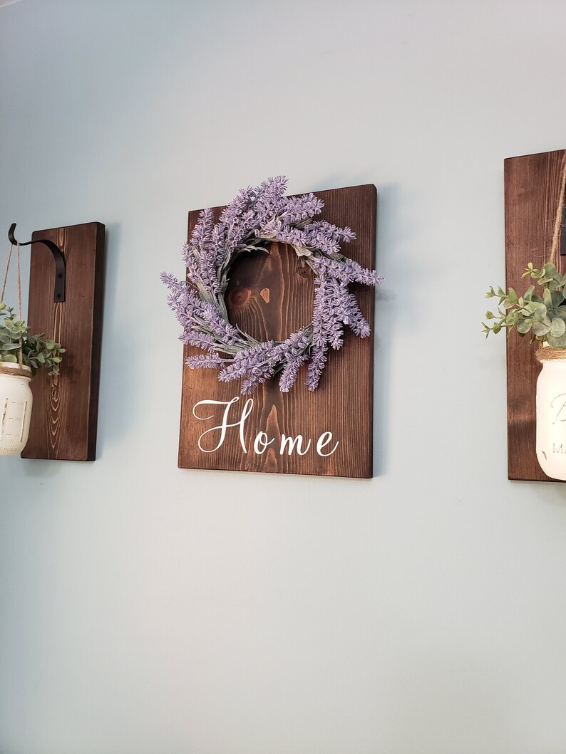 Home Sign Lavender Wreath Sign - Etsy