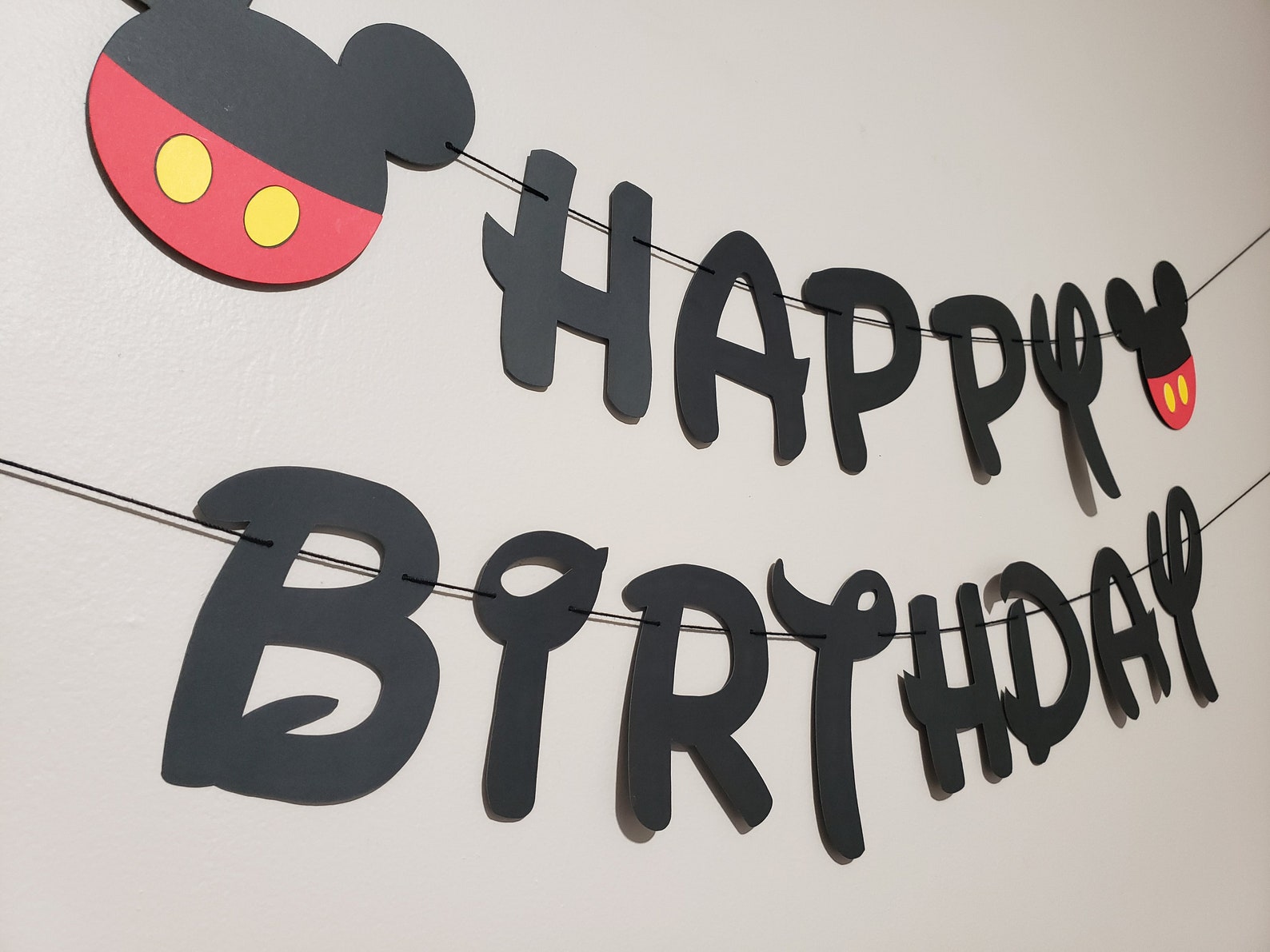 Mickey Mouse Birthday Banner Happy Birthday Banner Mickey - Etsy