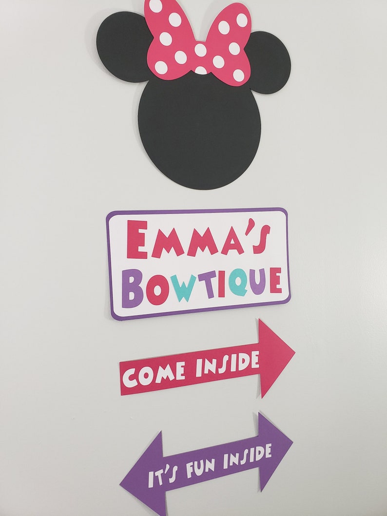 Personalized Minnie Mouse Bowtique Party Sign - Etsy