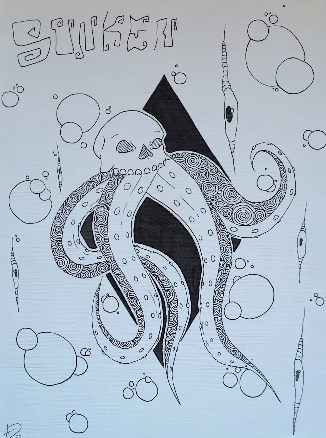 Original Pen and Ink Drawing Horror Inspired Art Sunken - Etsy