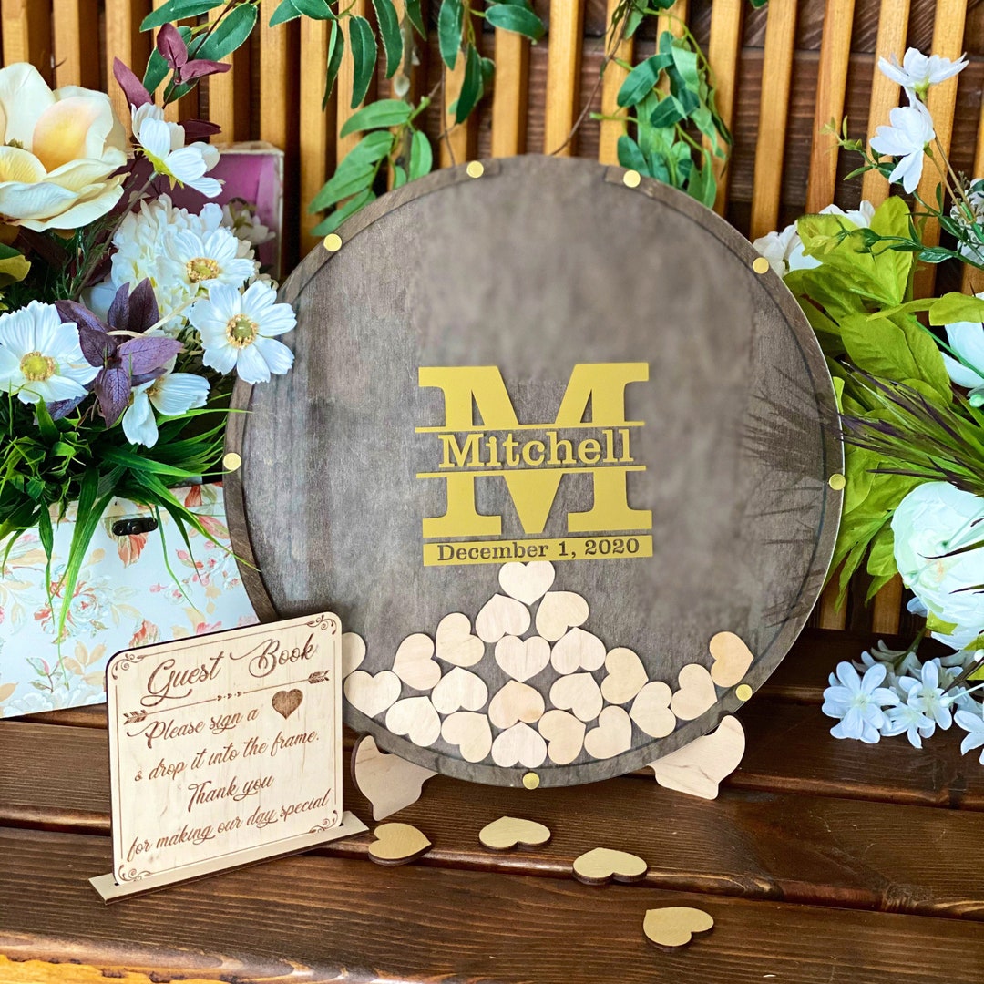 Wood Round Wedding Guestbook Sign Wedding Guest Book Alternative Rustic ...