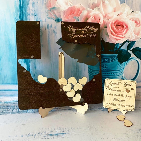 Texas Shape Wedding Guest Book Alternativerustic Wooden | Etsy