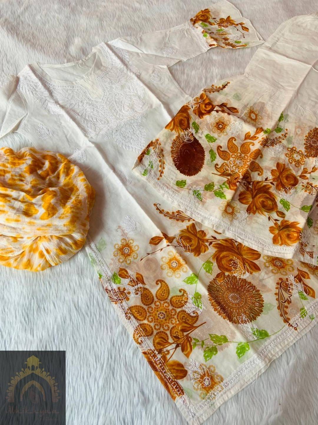 Lucknowi Chikankari Designer Block bedruckte Baumwolle - Etsy Österreich