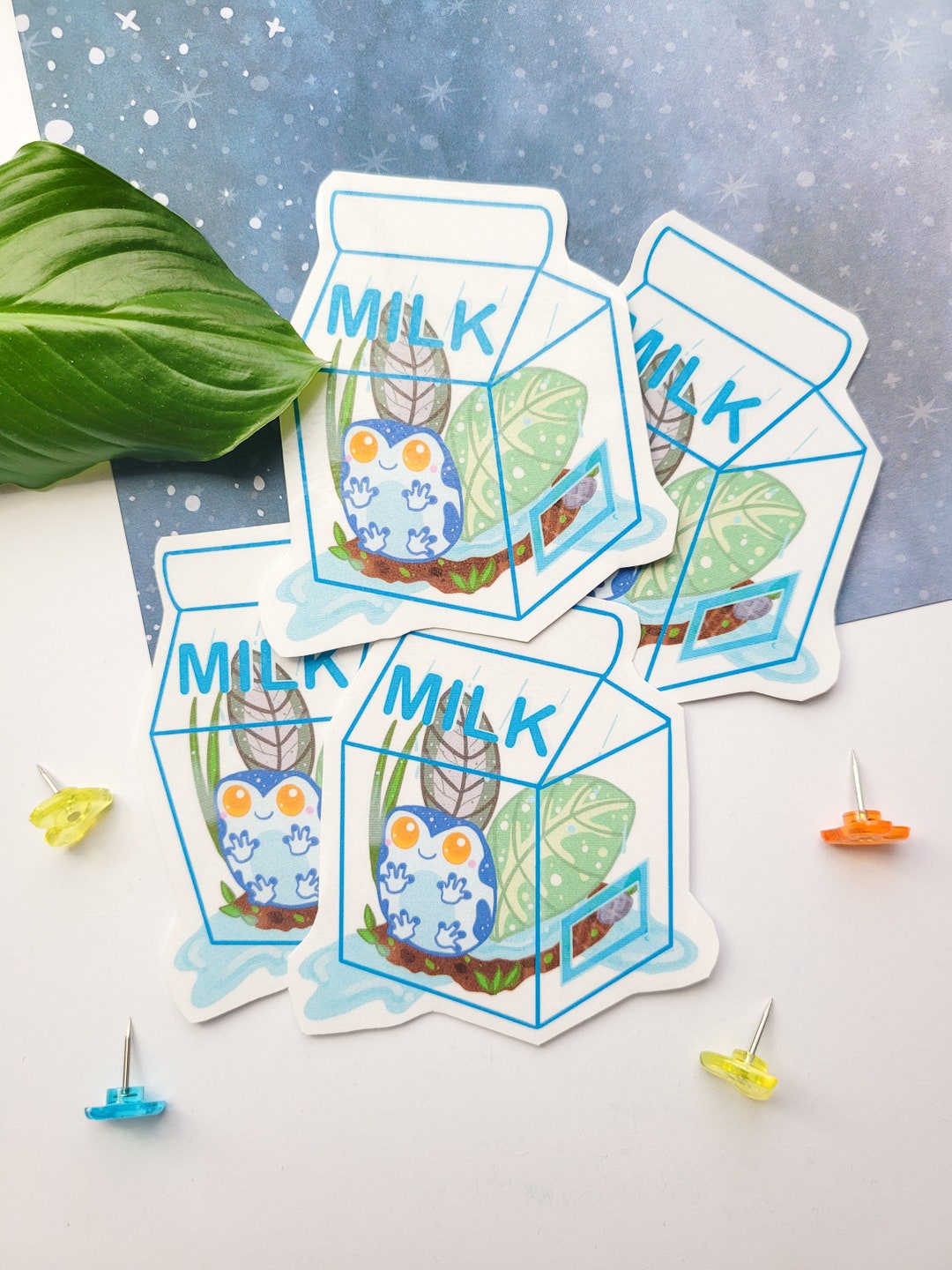 Cute Kawaii Milk Frog Milk Carton Terrarium Laminate Sticker - Etsy