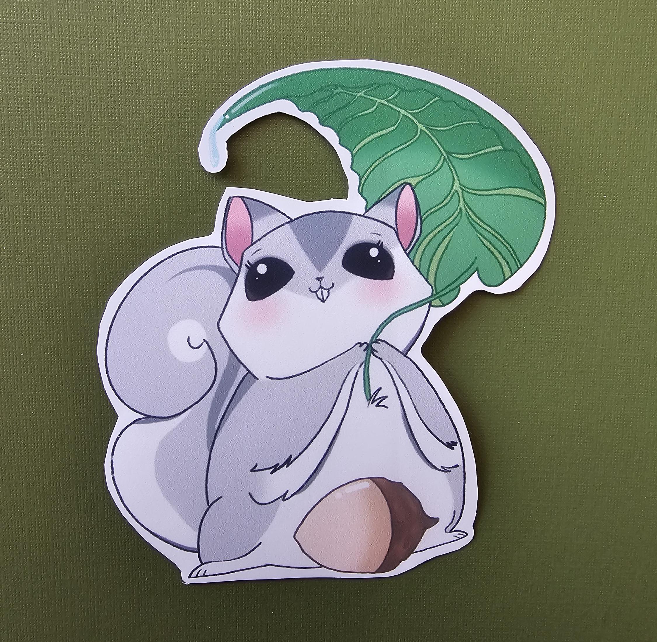 Dawntrail Cute Nutkin Flying Squirrel With Leaf Vinyl Sticker Final ...