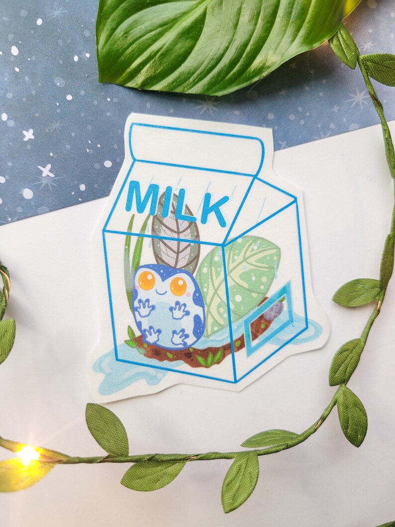 Cute Kawaii Milk Frog Milk Carton Terrarium Laminate Sticker - Etsy