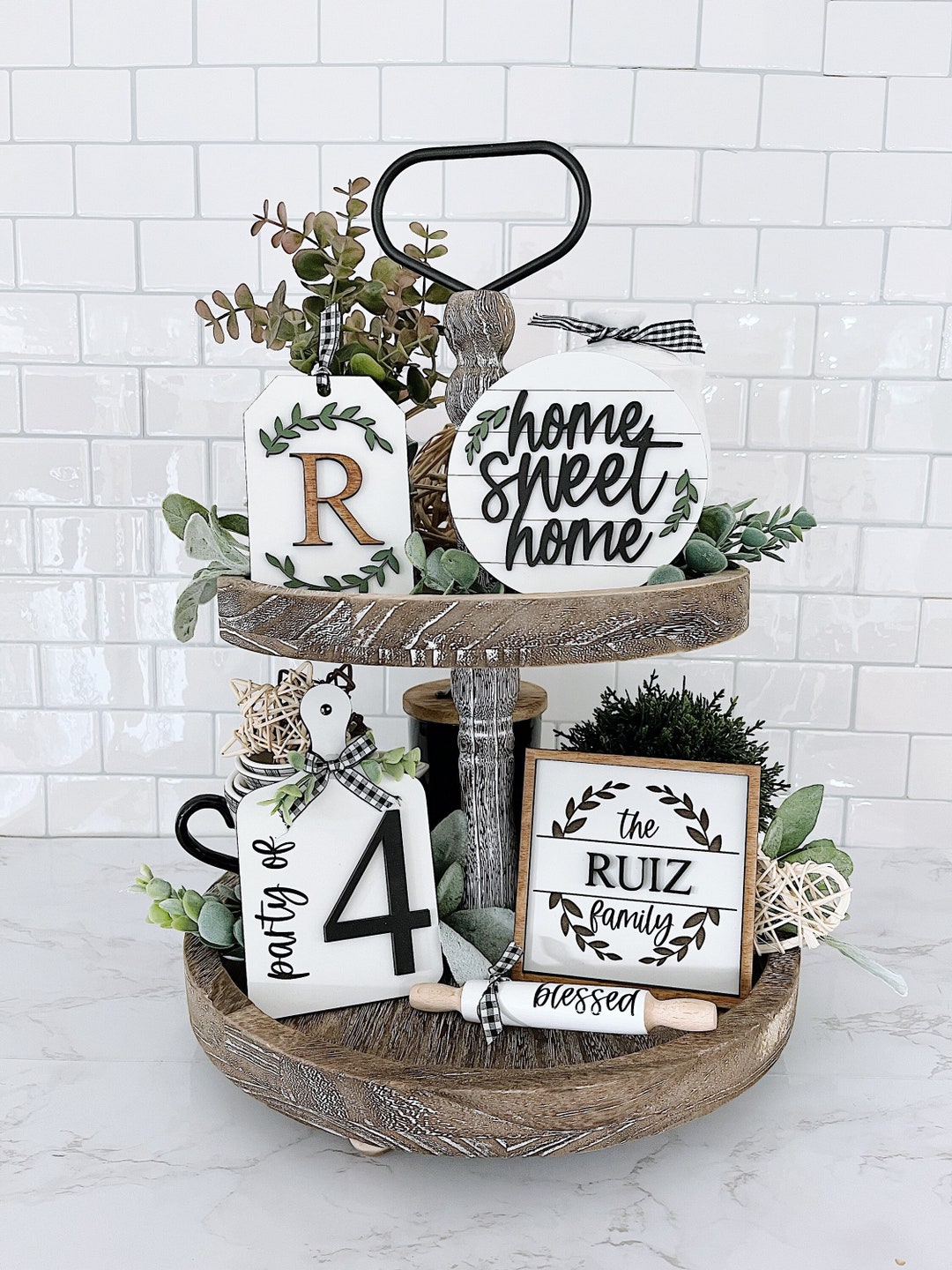 Home Sweet Home Tiered Tray Sign Tiered Tray Decor Farmhouse Tiered ...
