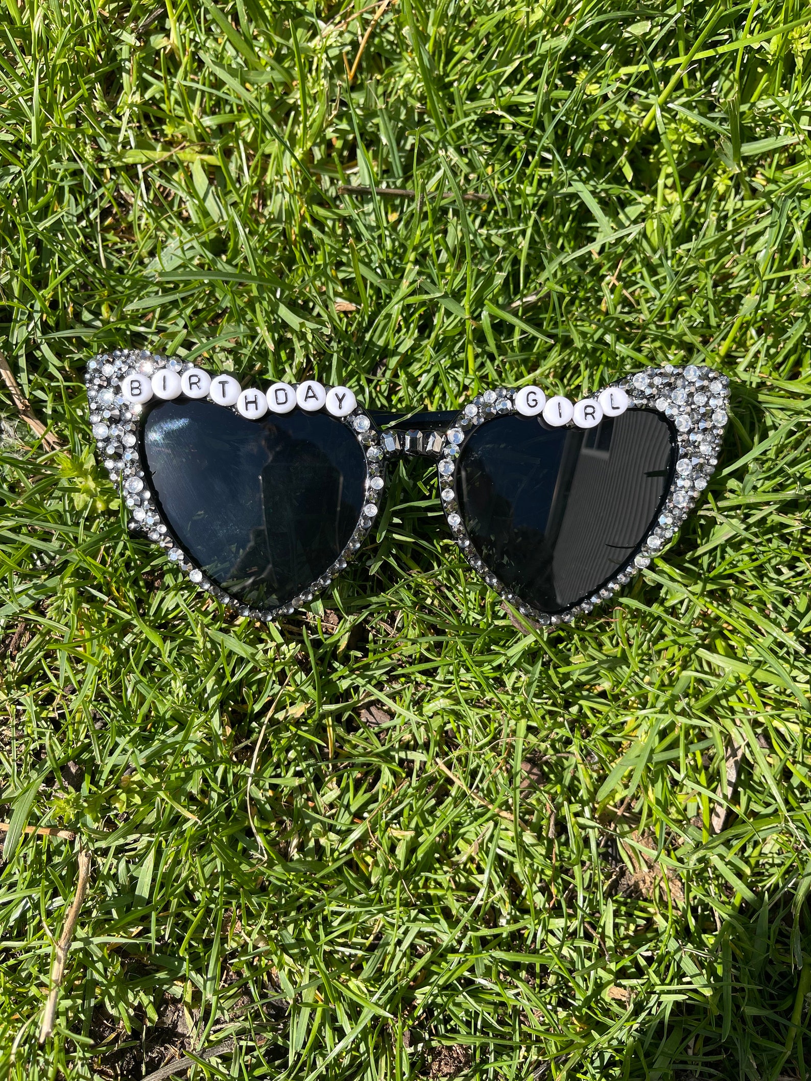 Rhinestone Heart Sunglasses: Hand-glued Birthday Girl Gems - Etsy