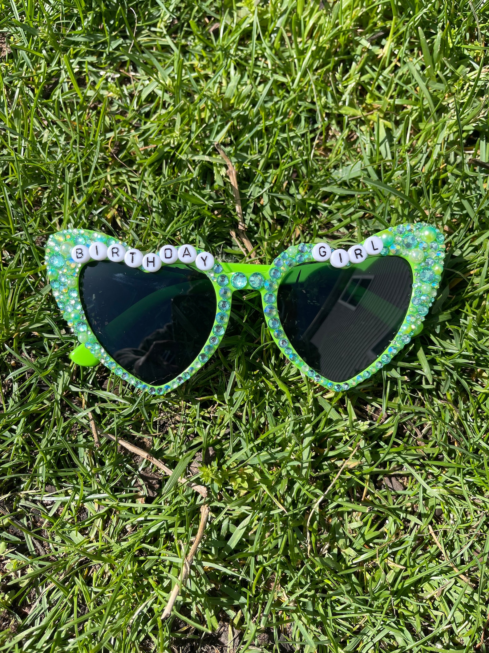 Rhinestone Heart Sunglasses: Hand-glued Birthday Girl Gems - Etsy