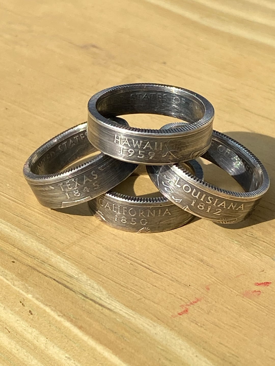 Handmade Silver State Quarter Rings - Etsy