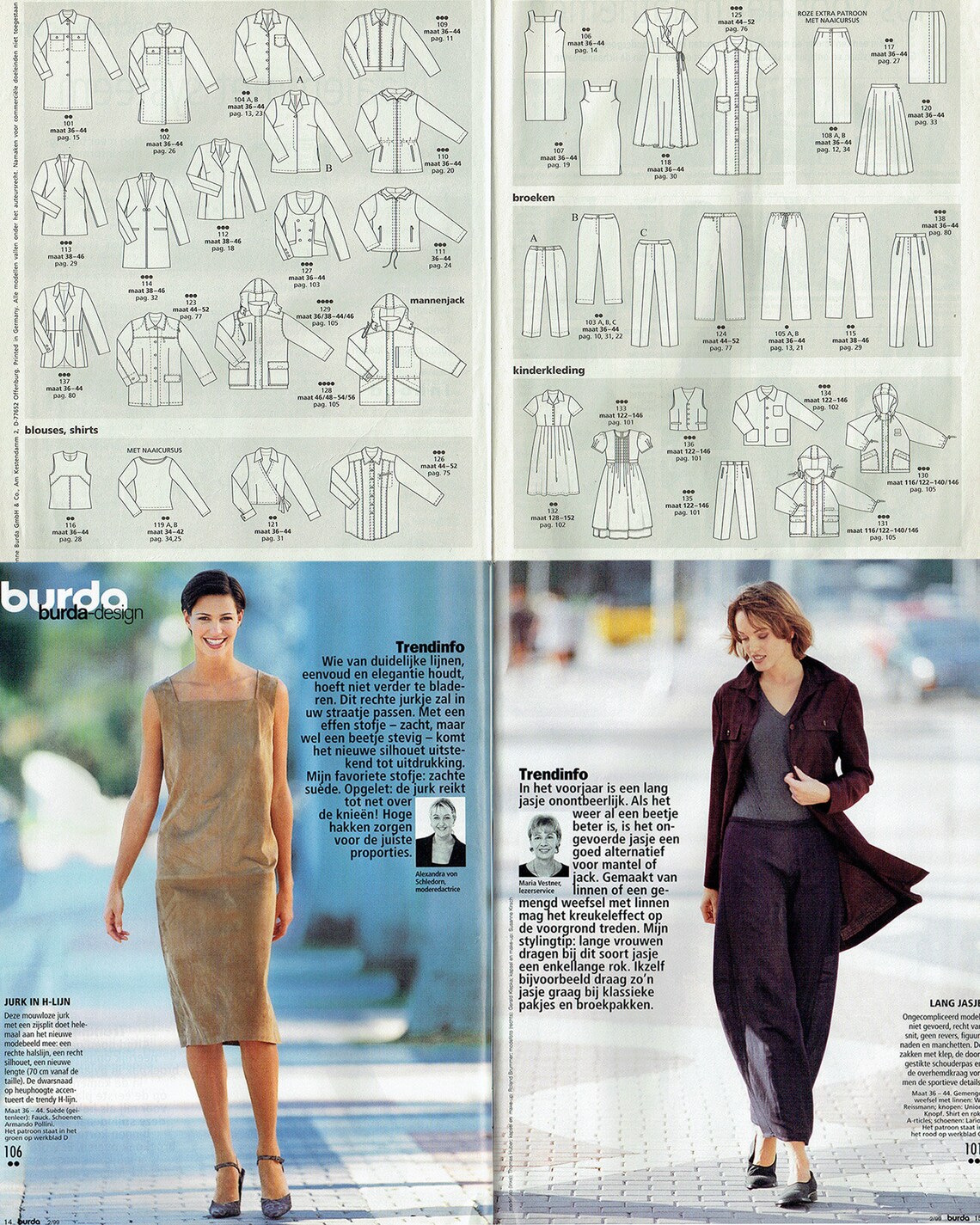 Burda Style Magazine 1999 February 2 Spring Winter Dutch Edition Blouse ...