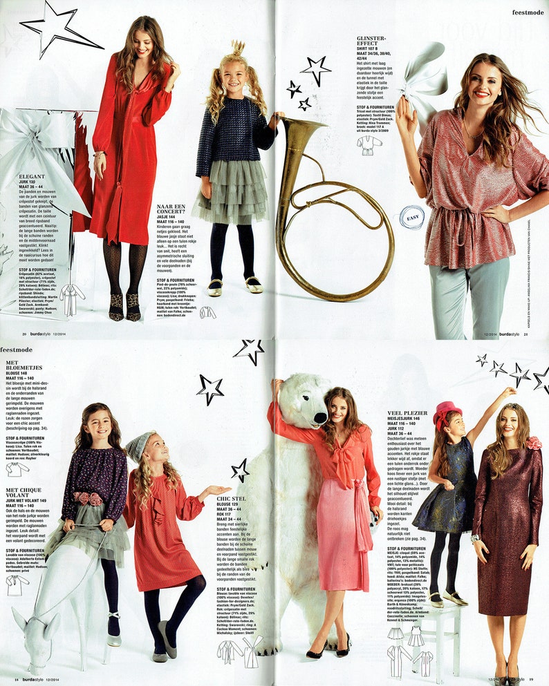 Burda Magazine 2014 December 12 Fall Winter Dutch Edition Blouse Skirt ...