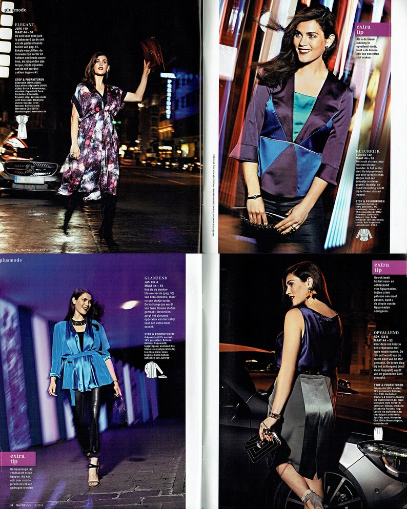 Burda Magazine 2014 December 12 Fall Winter Dutch Edition Blouse Skirt ...