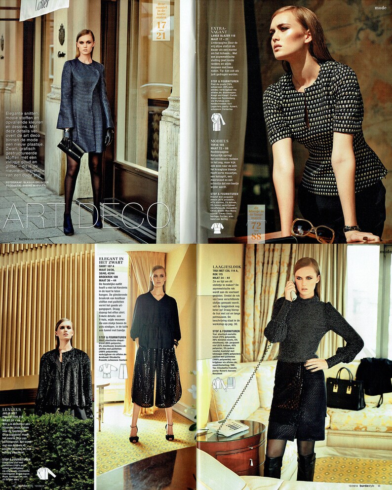 Burda Magazine 2014 December 12 Fall Winter Dutch Edition Blouse Skirt ...