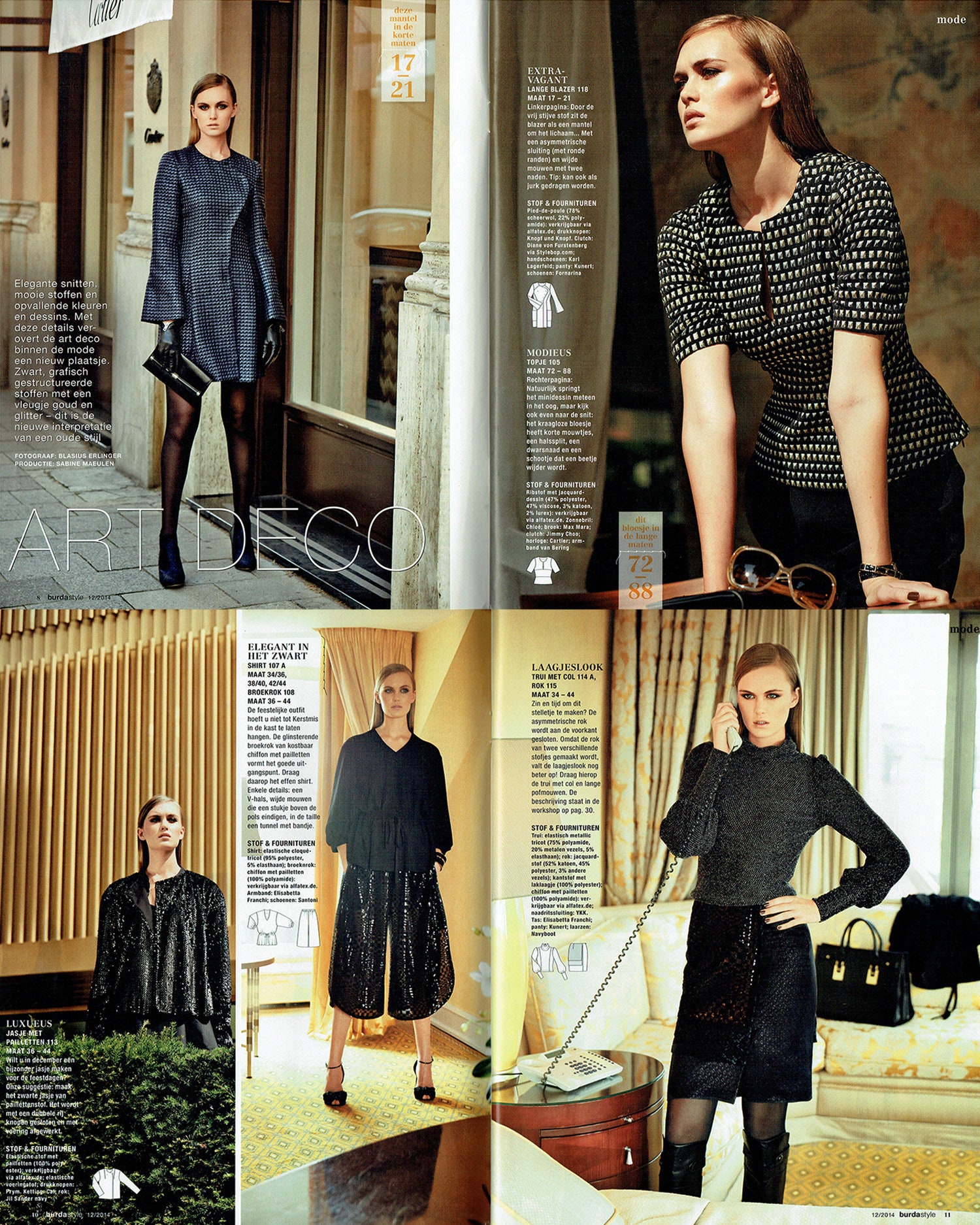 Burda Magazine 2014 December 12 Fall Winter Dutch Edition Blouse Skirt ...