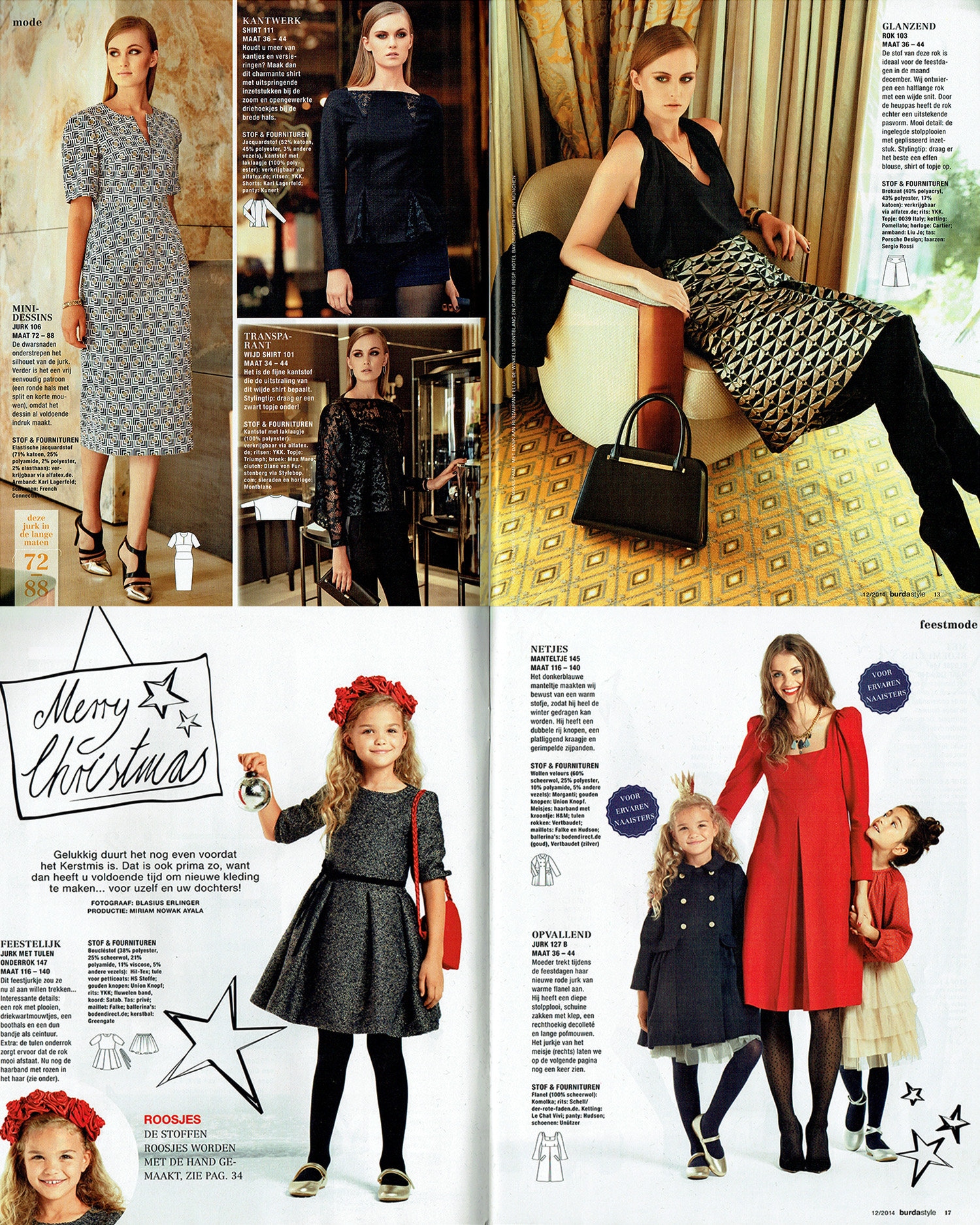 Burda Magazine 2014 December 12 Fall Winter Dutch Edition Blouse Skirt ...