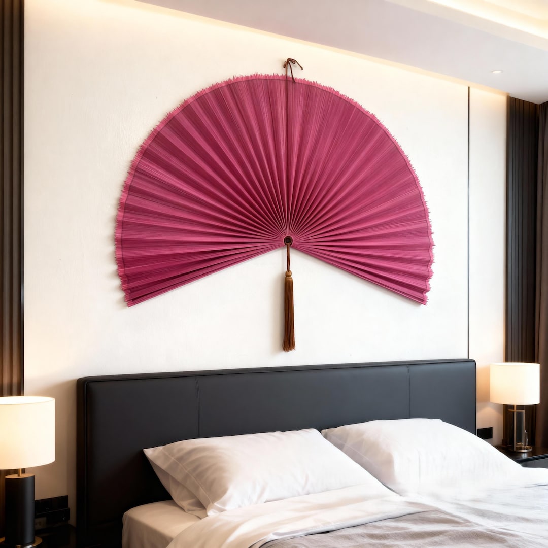 Bamboo Fan Wall Decor, Oversized Fan for Large Wall Decor, Folding Fan ...