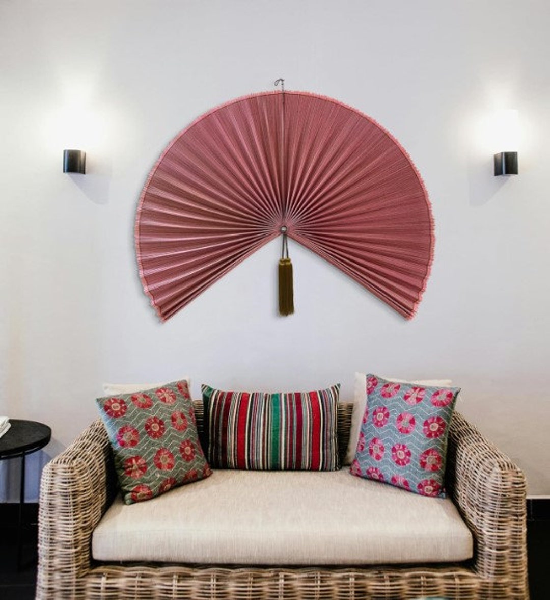 Bamboo Fan Wall Decor, Fan Headboard, Boho Large Wall Fan, Hanging Fan ...
