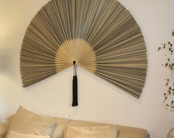 Bamboo Fan Wall Decor, Boho Bedroom Headboard, Oversized Folding Fan - Etsy