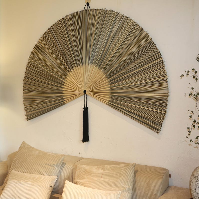 Oversized Bamboo Fan for Large Wall Decor, Folding Fan Headboard, Boho ...