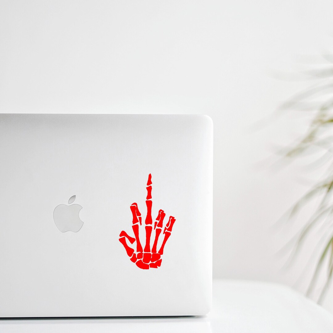 Middle Finger Skeleton Hand Decal | Car Windows, Laptops, Tumblers ...