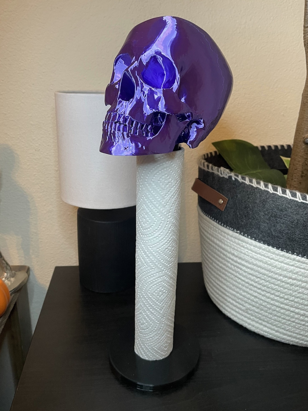 Skull Paper Towel Holder Halloween Themed Decor Skeleton - Etsy