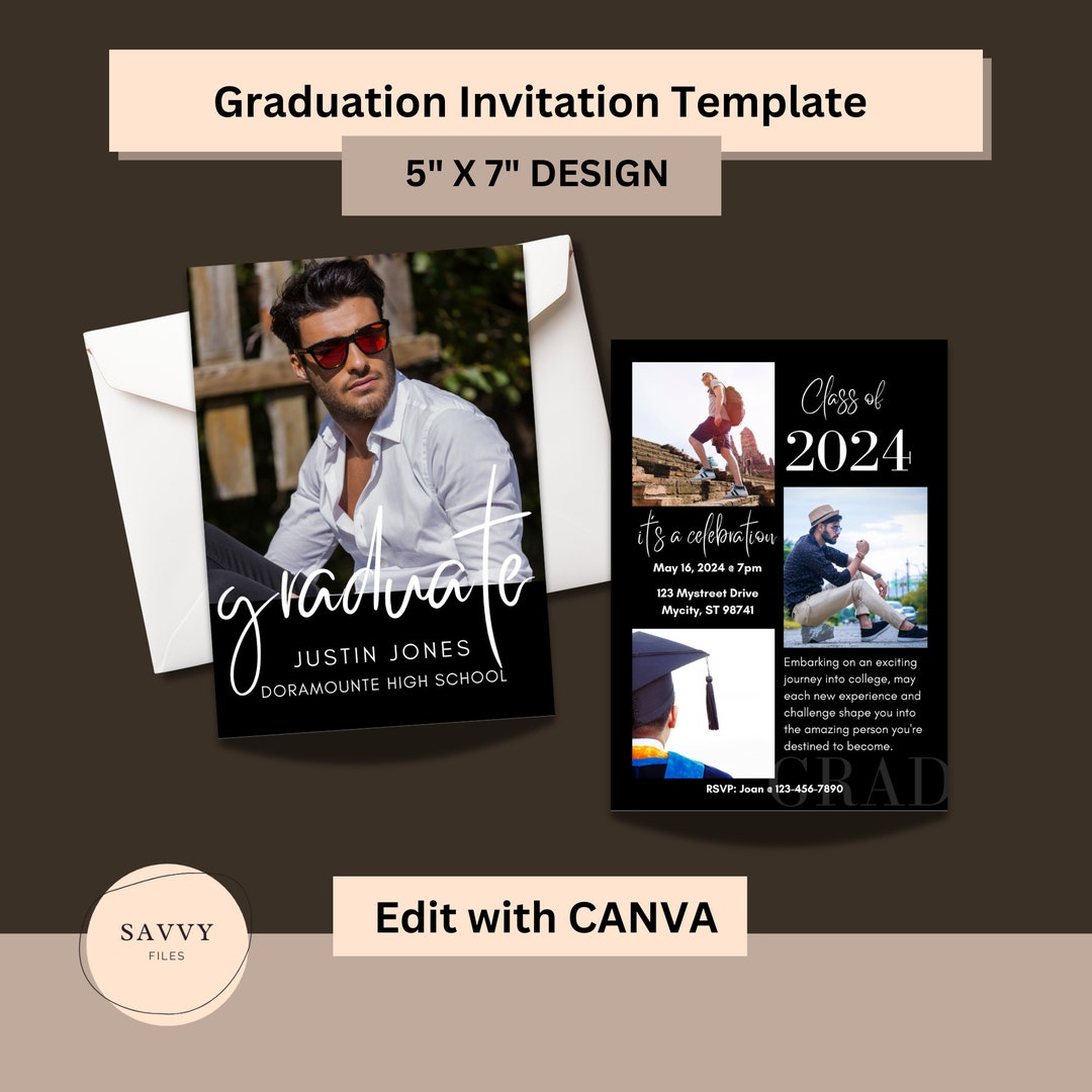 DIY Editable Canva Graduation Invitation Template, Personalized ...