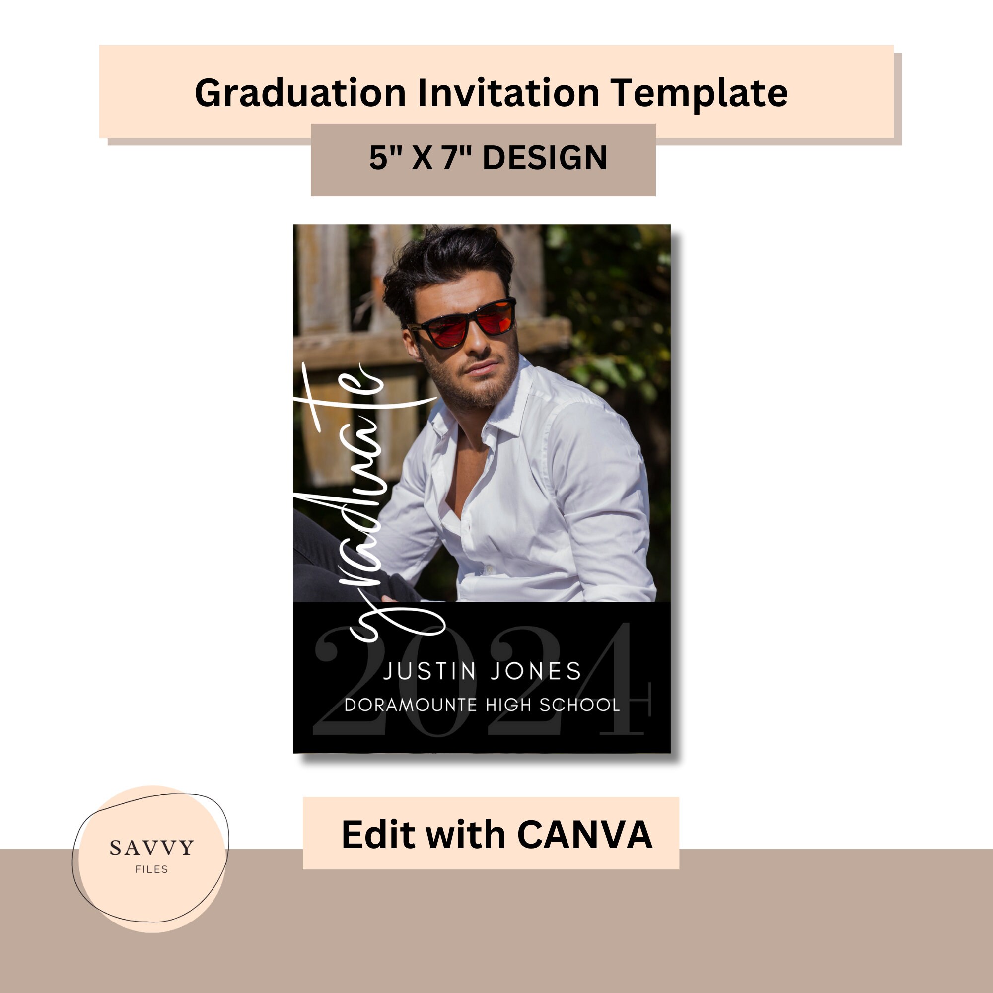 DIY Editable Canva Graduation Invitation Template, Personalized ...