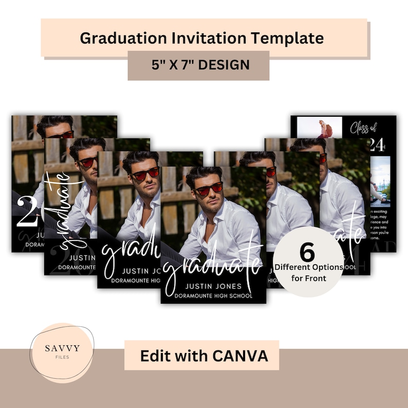 DIY Editable Canva Graduation Invitation Template, Personalized ...