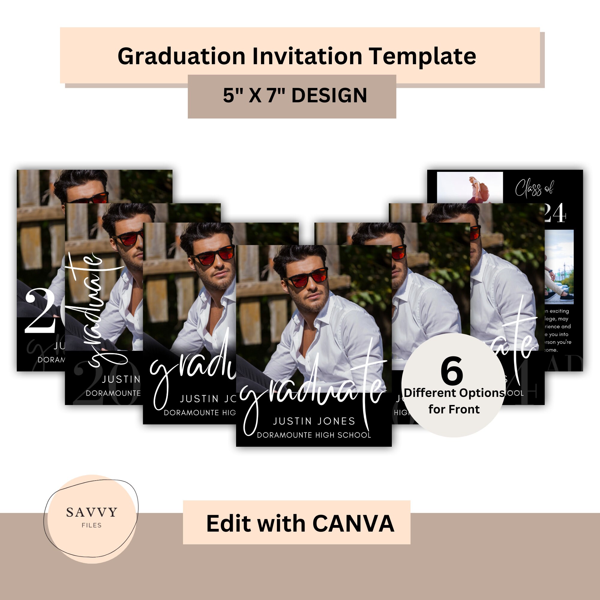 DIY Editable Canva Graduation Invitation Template, Personalized ...
