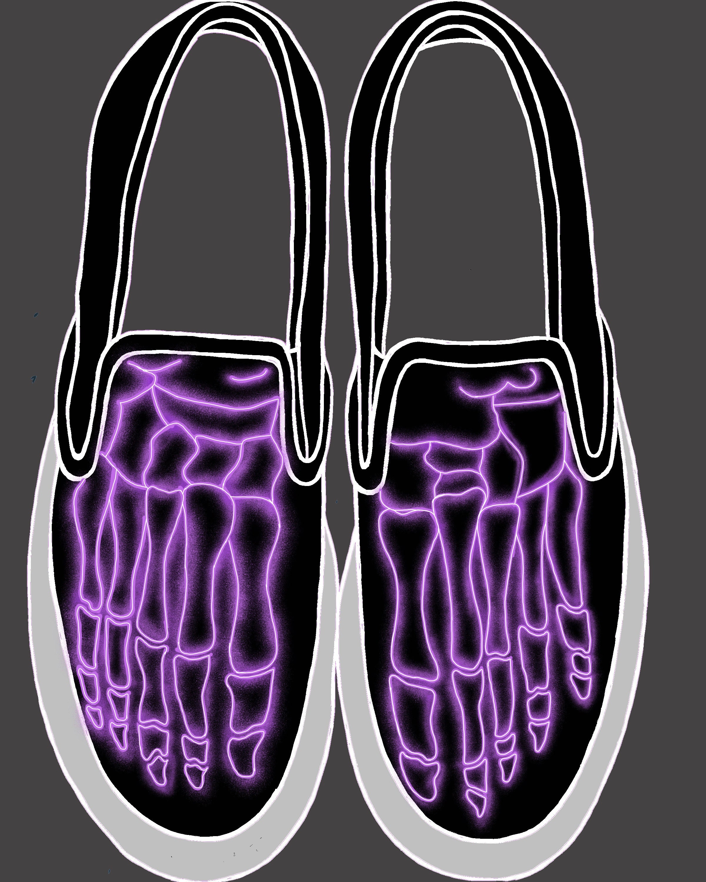 WOMENS Neon Skeleton Feet Canvas Shoes, Skeleton Shoes, Neon Skeleton ...