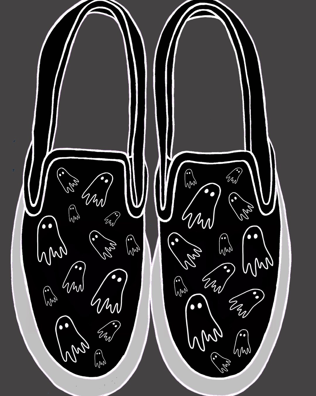 WOMEN’S Floating Ghost Outline Canvas Shoes, Ghost Shoes, Halloween ...