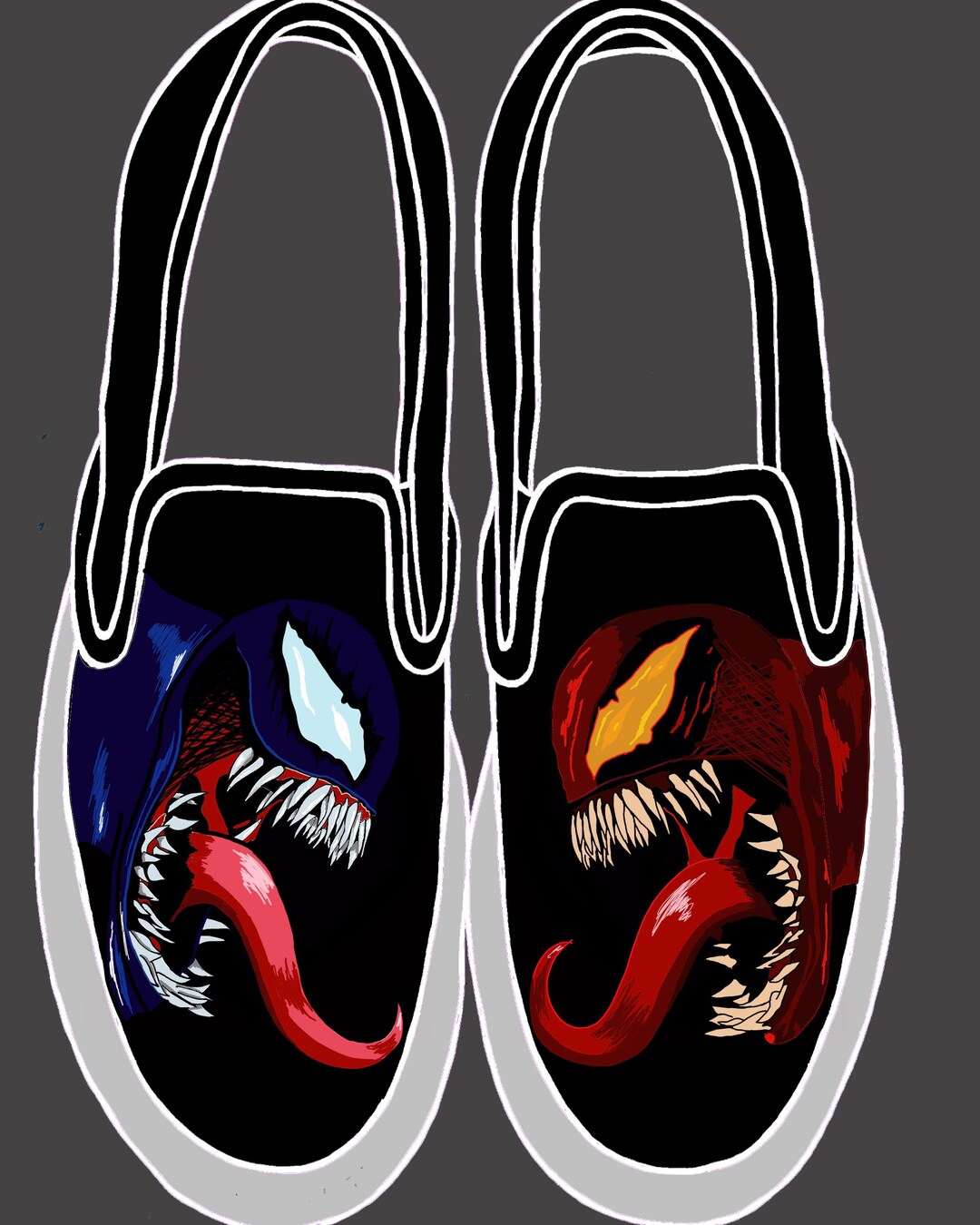 MENS Venom V. Carnage Inspired Canvas Shoes, Venom Inspired, Carnage ...