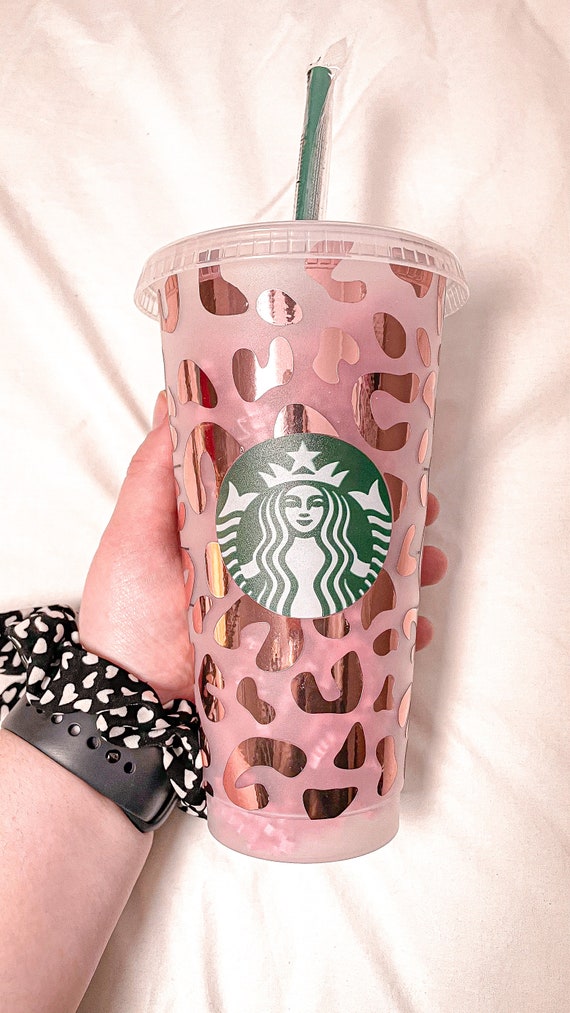Rose Gold Cheetah Starbucks Tumbler Venti Starbucks Cold Cup Etsy