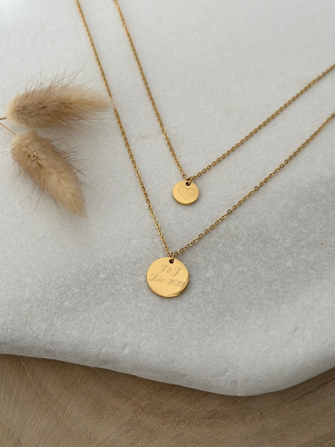 2-fold Layering Chain, 2-row, Filigree, Engraving Plate, Stainless ...