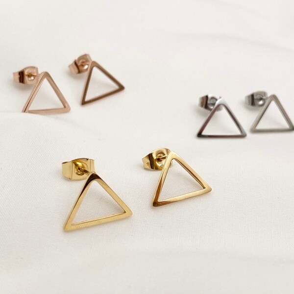 Gold Triangle Earrings - Etsy