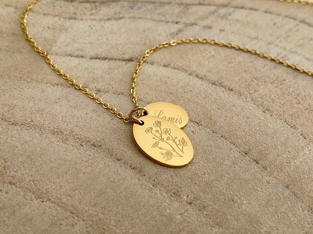 Birth Flower Necklace | Stainless Steel Necklace | Birth Flower ...