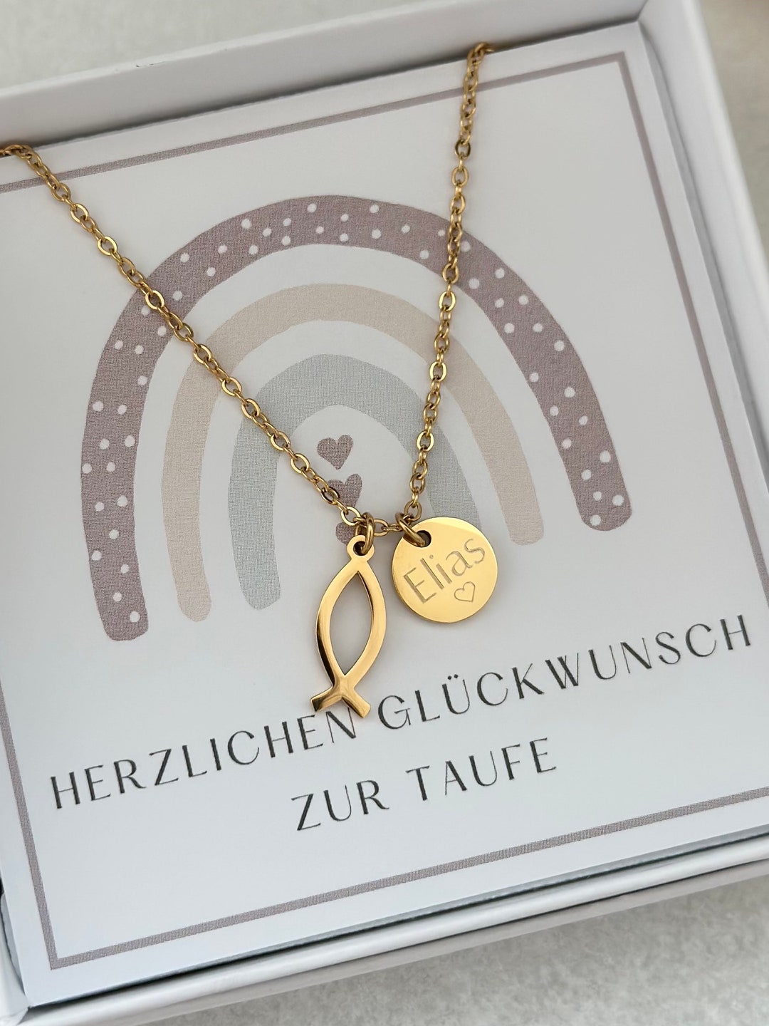 Necklace Ichthys Baptism Chain Fish Confirmation stainless Steel Silver ...