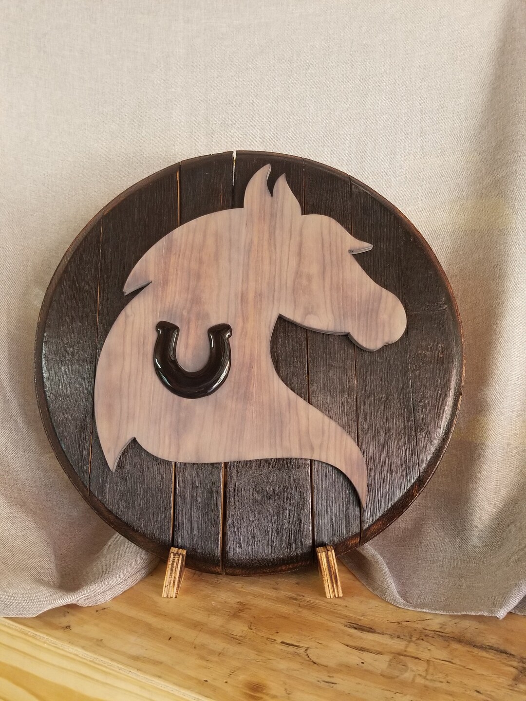 Custom Bourbon Barrel Lid With Wood Cutout and Custom Glass - Etsy