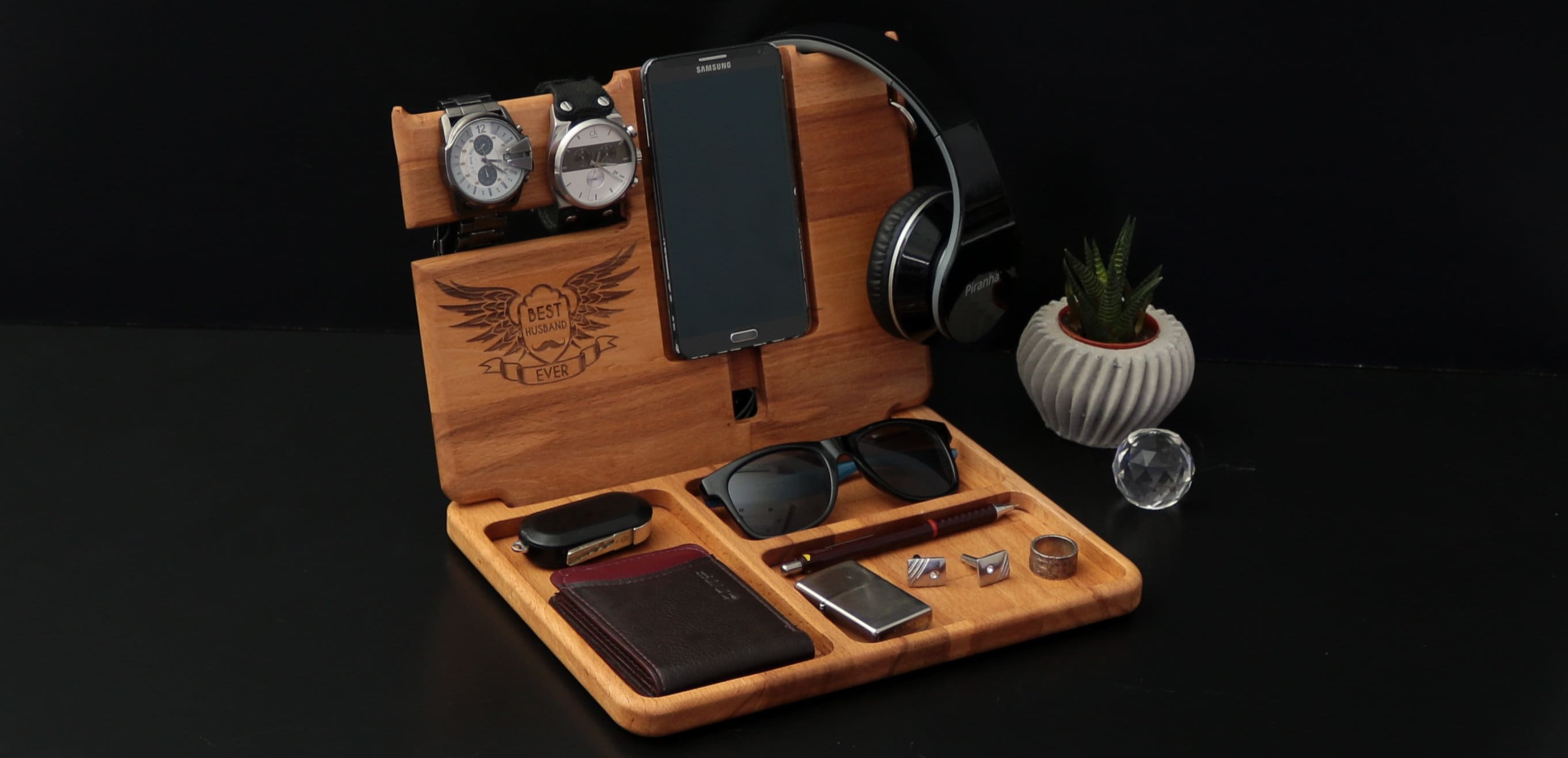 Wooden Docking Stationreal Tree Organizerphone Holderwooden | Etsy