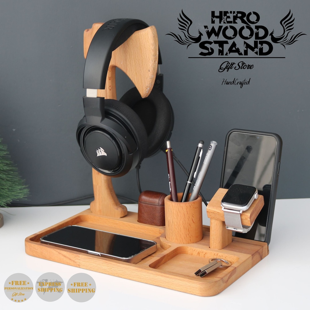 AX Design Wooden Headphone Holder, Personalized Headphone Stand, Custom ...