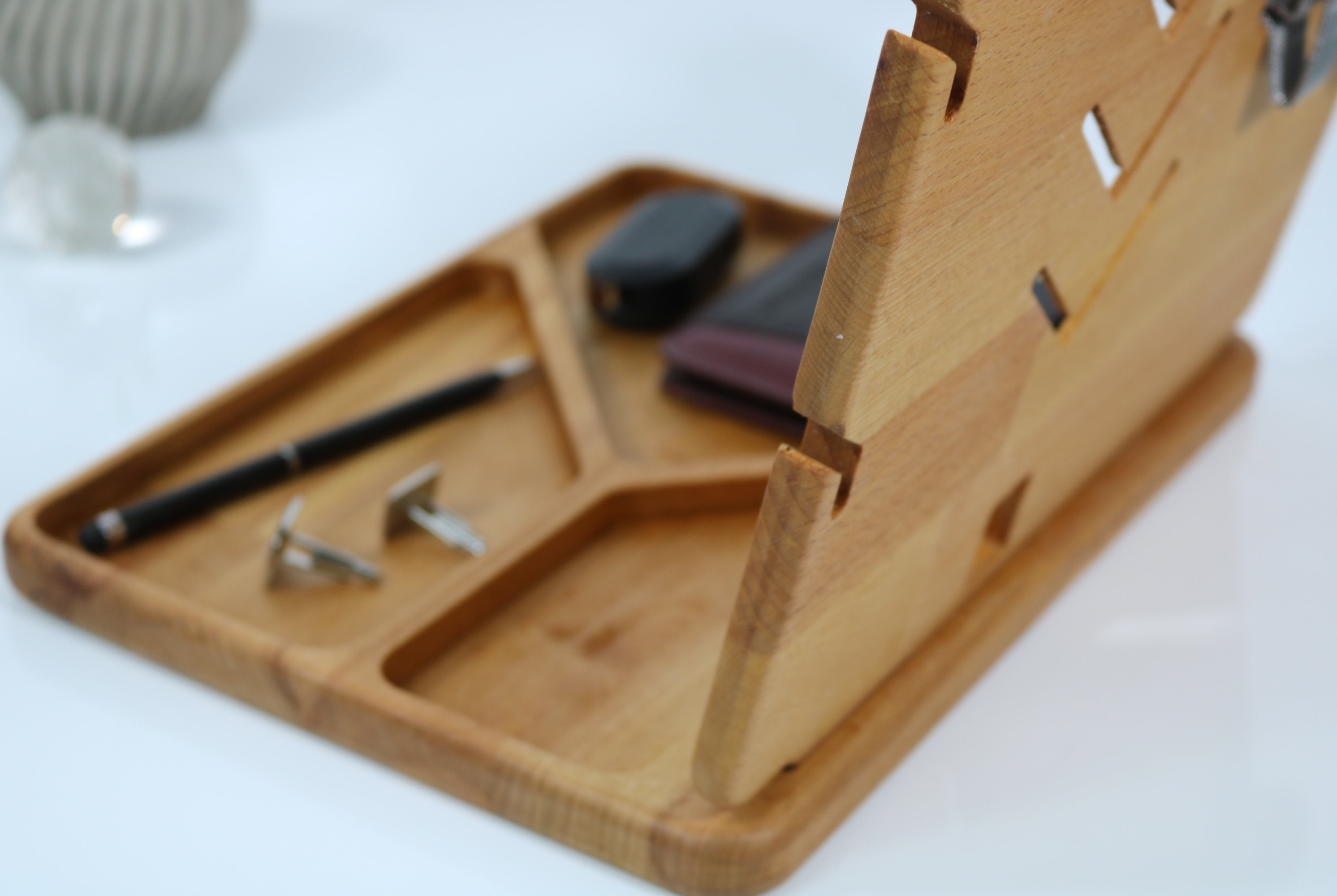 Wooden Docking Station Real Tree Organizer Personalized | Etsy