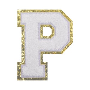 Glitter Iron on Letter Patches,white Chenille Letter Patches,4.5 Inch ...