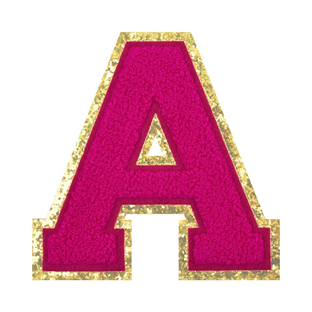 Glitter Iron on Letter Patches,pink Chenille Letter Patches,4.5 Inch ...