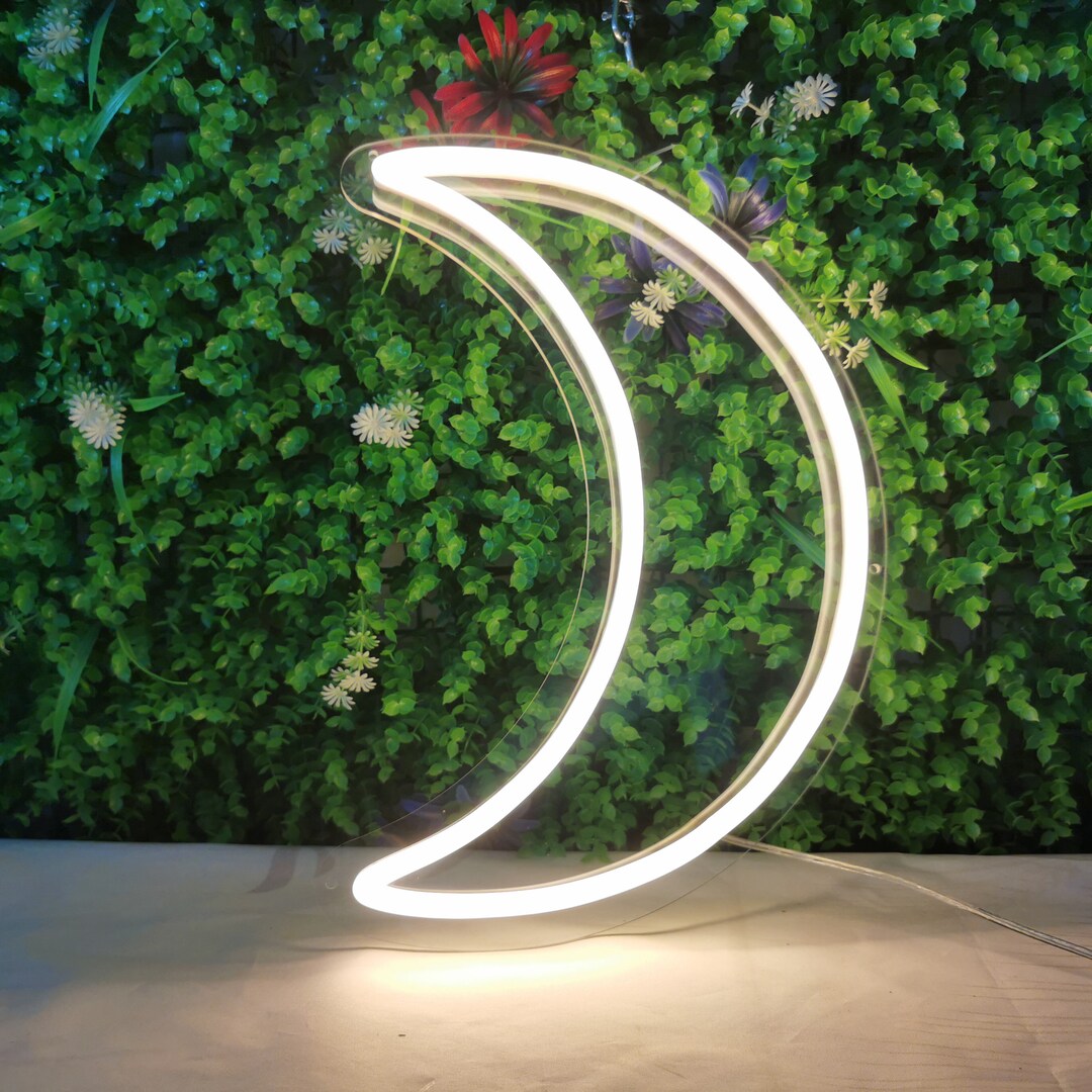 Mini Moon Neon Sign Custom Neon Sign Led Neon Light Cut Neon Sign Wall ...