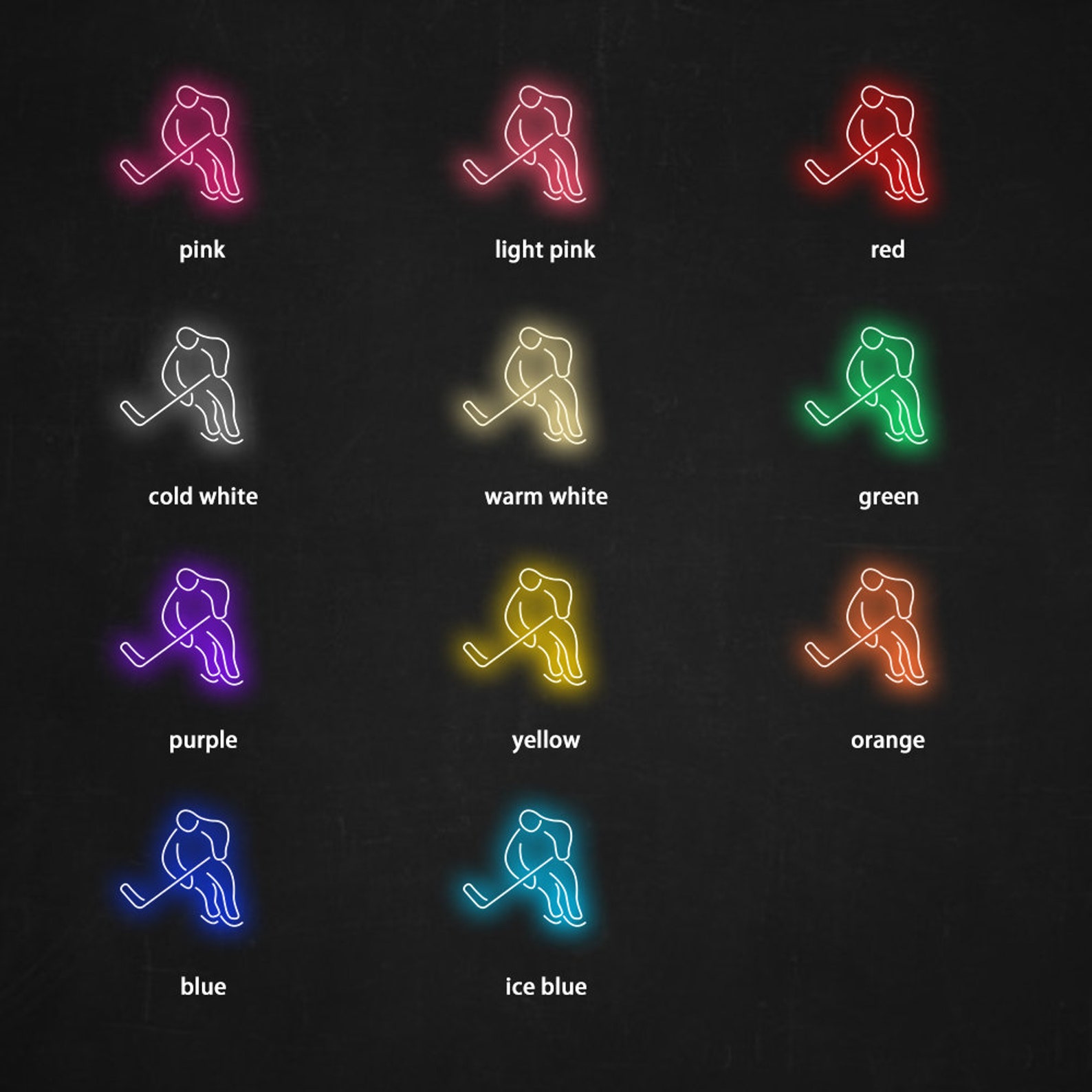 Ice Hockey Neon Sign Hockey Player Neon Sign Hockey Stick Neon | Etsy