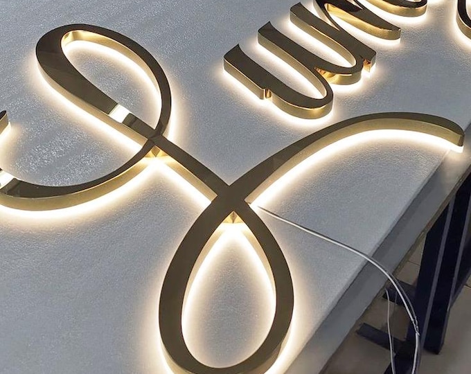 Custom 3D Backlit Letter Sign Business 3D Logo Sign Metal Led Light ...